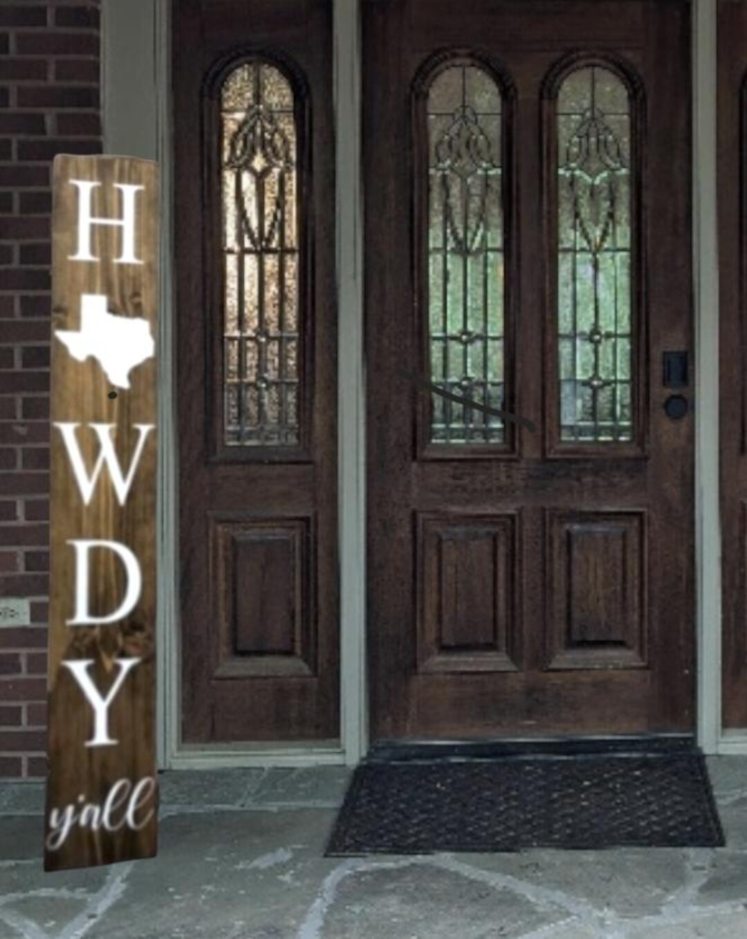 HOWDY YALL Wooden Porch Leaner Sign With Solid White Texas Emblem All ...