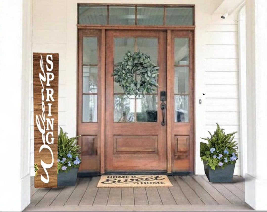 60 inch Welcome Spring Front Porch Sign Weatherproofed Heavy Rustic - Etsy