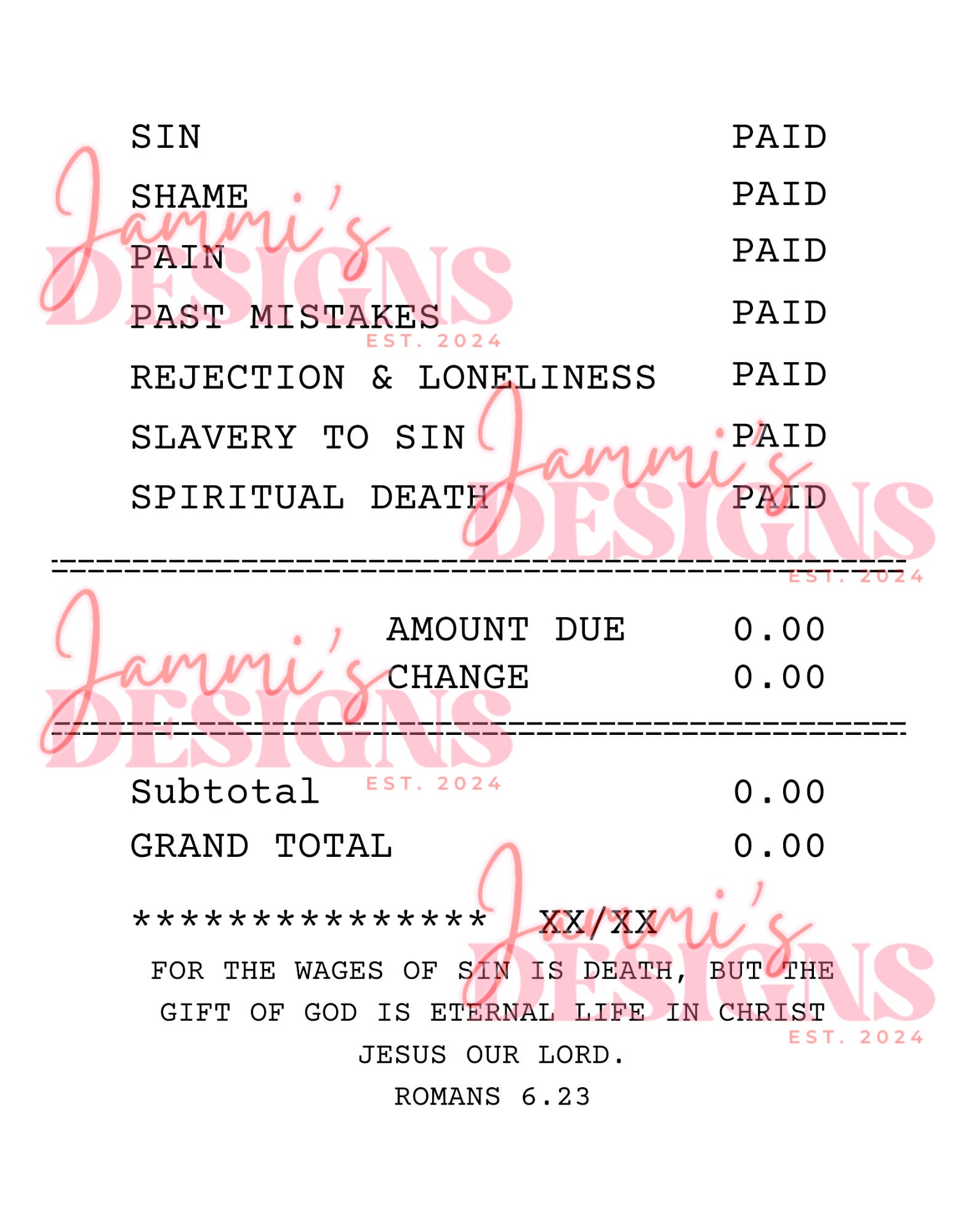 Jesus Paid It All Receipt - Etsy