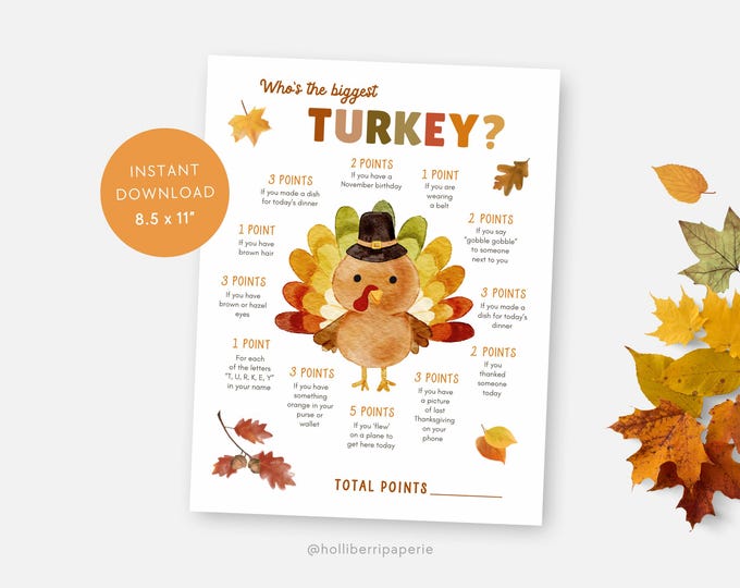 Funny Thanksgiving Game: Who is the Biggest Turkey? (digital Download ...