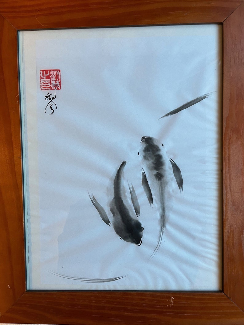 Sumi Koi Fish on Rice Paper Original Painting - Etsy