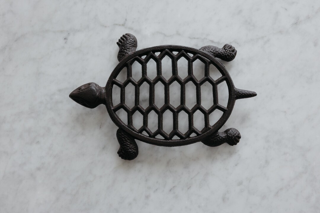 GASARÉ, Cast Iron Trivet for Hot Dishes, Vintage Trivet, Turtle Design ...