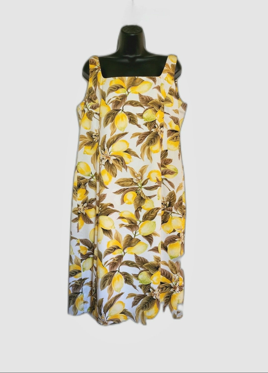 60s Style Mod Lemon Company Ellen Tracy Sleeveless Sheath Dress - Size ...