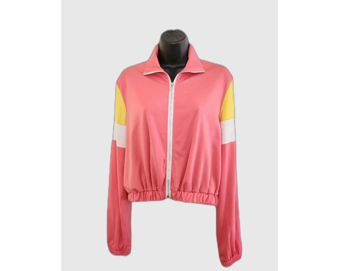 70s Retro-style Sporty Crop Zip-up Track Suit Jacket Size L - Etsy