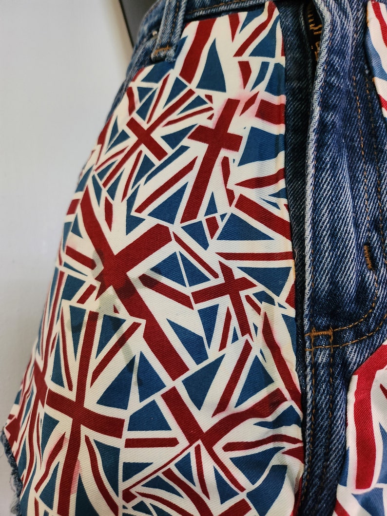 Vintage 2000s Faded Glory Union Jack British Flag Denim Frayed Jean ...