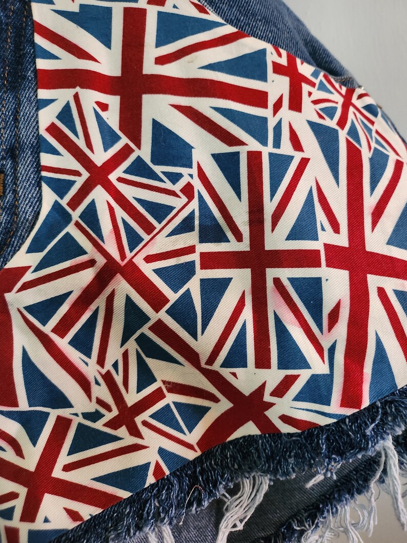 Vintage 2000s Faded Glory Union Jack British Flag Denim Frayed Jean ...