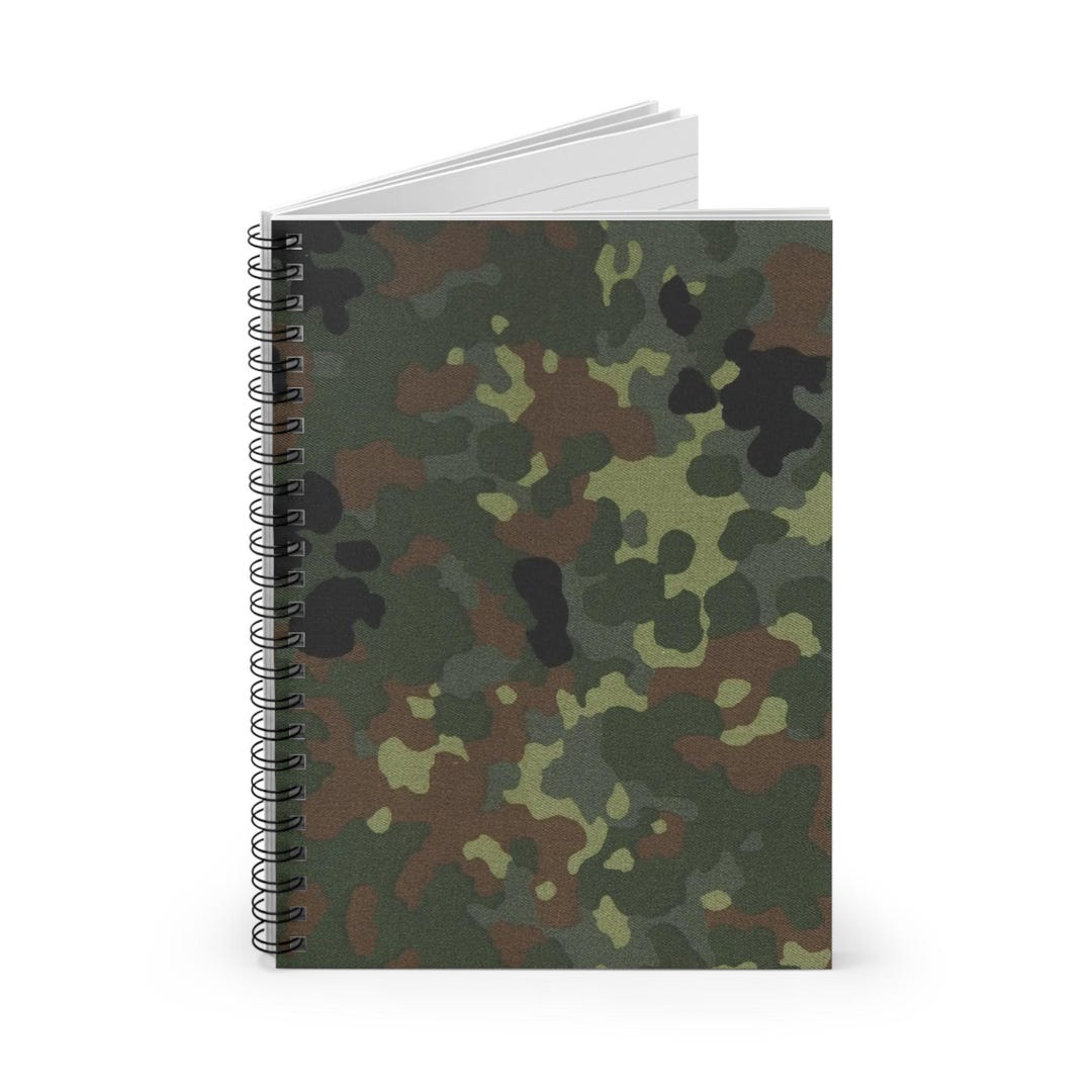 Camouflage Spiral Notebook, Flecktarn Camo Journal, Military Stationery ...