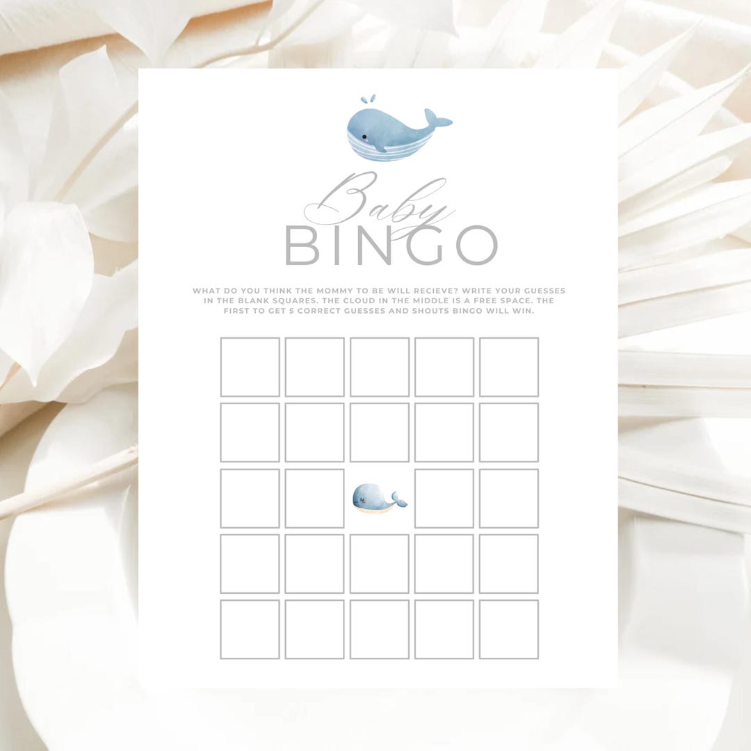 Baby Whale Shower Game Set, Coastal Baby Shower Party Games, 4-piece ...