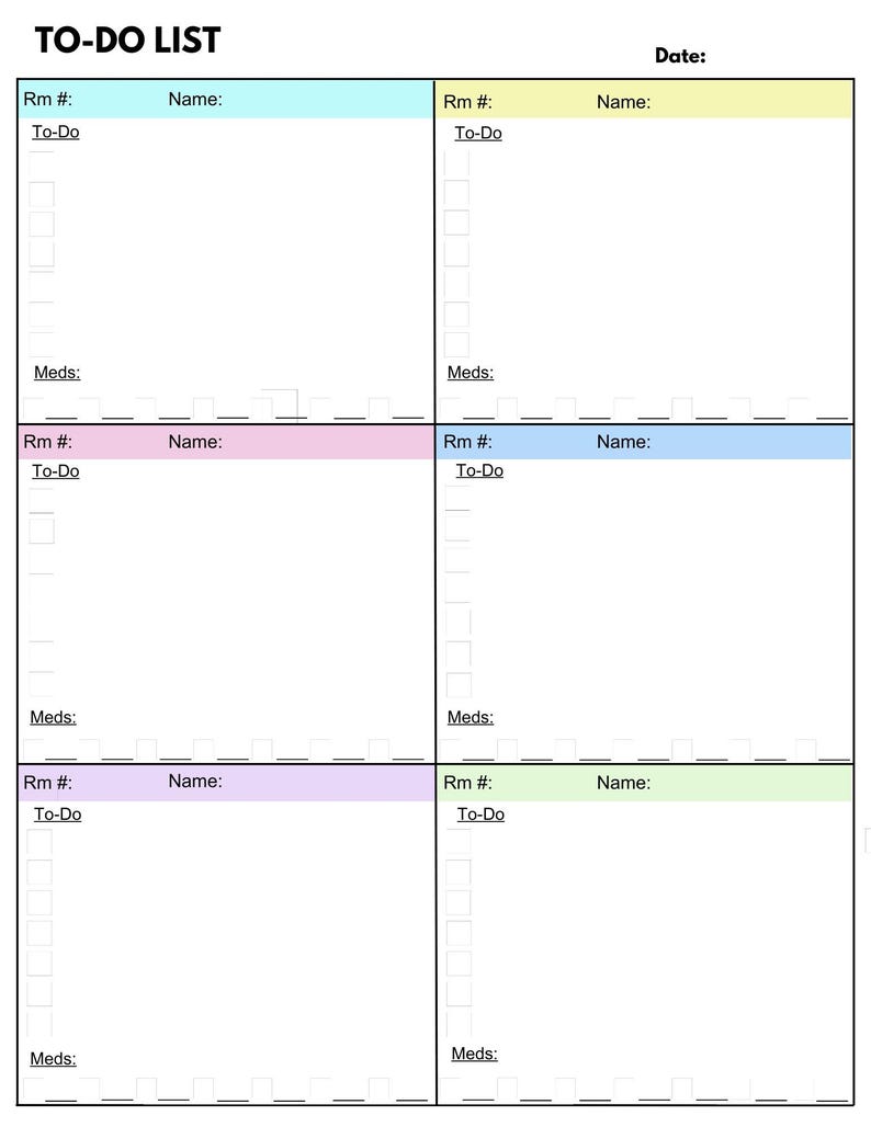 Shift To-do List - Six Patient - Etsy