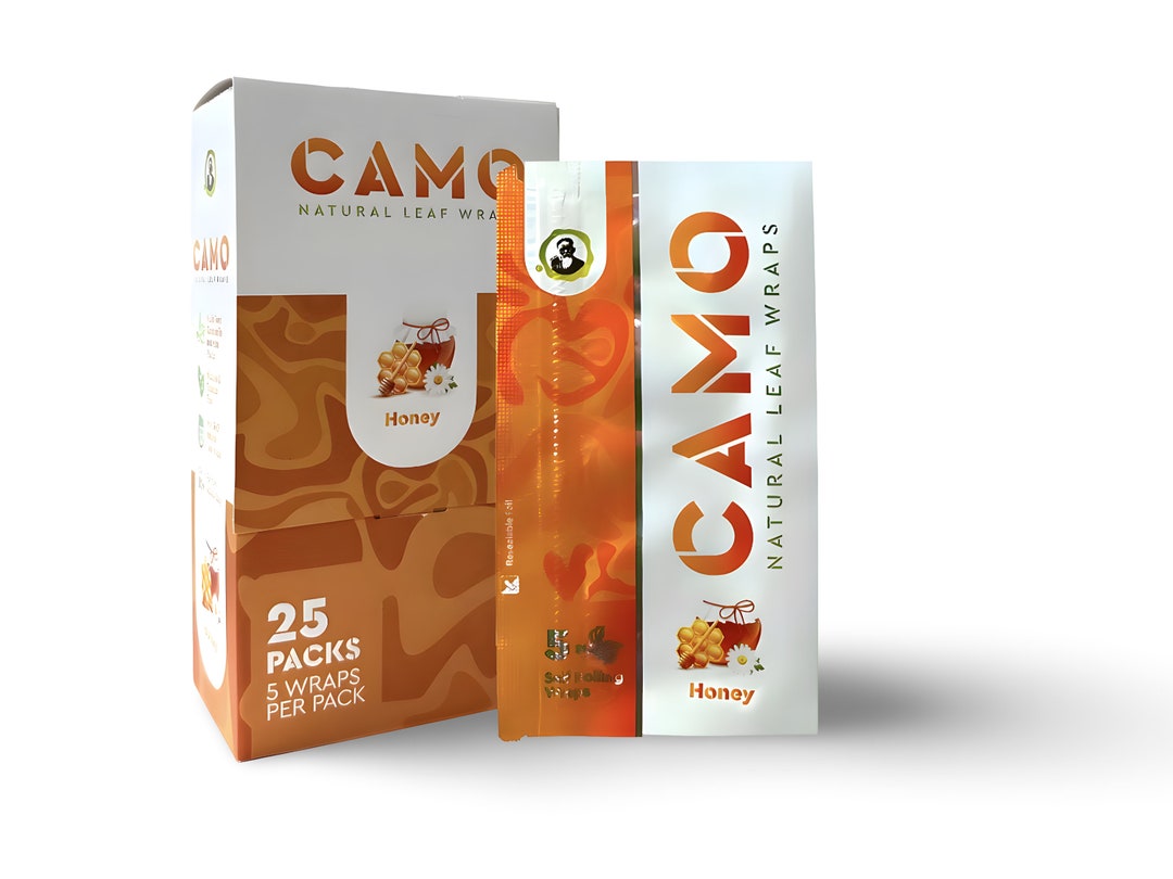 CAMO Honey Chamomile Leaf Wraps - Premium Flavored Rolling Papers for ...