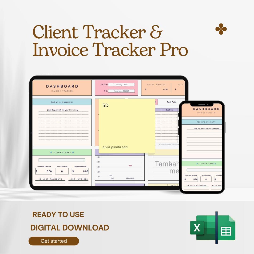 Client Tracker Invoice Tracker | Small Business Management Spreadsheet ...