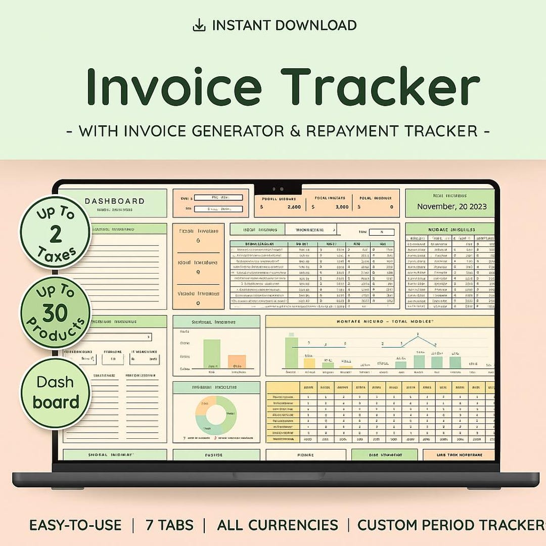 Invoice Bill Tracker Excel Template | Invoice Generator + Payment ...