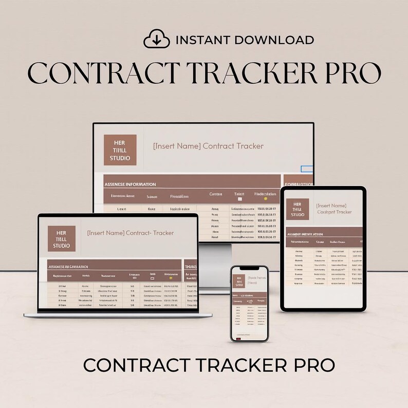 Contract Management Tracker: Printable & Digital Spreadsheet - Etsy