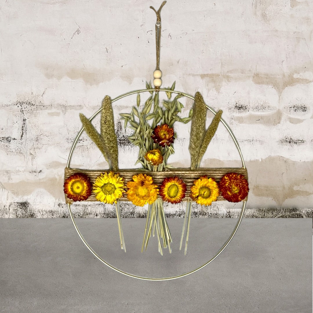 Dried Flower Hoop Wreath: Boho Farmhouse Wall Decor - Etsy