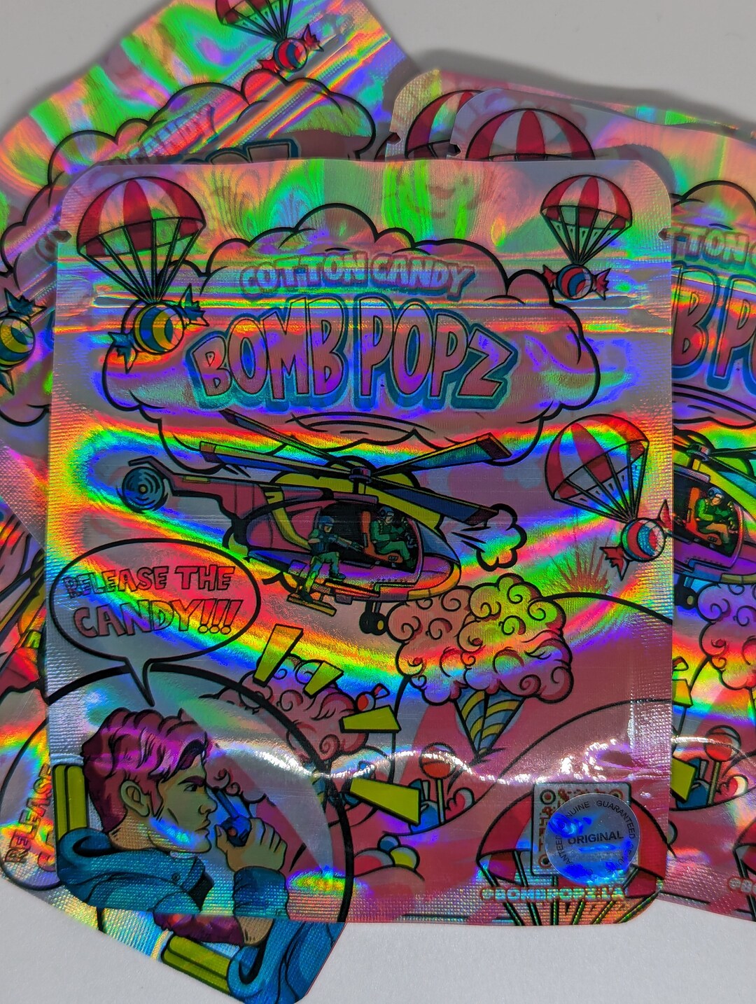Cotton Candy Bomb Popz Shaped Smell Proof Mylar Design Storage Bag 3.5g ...