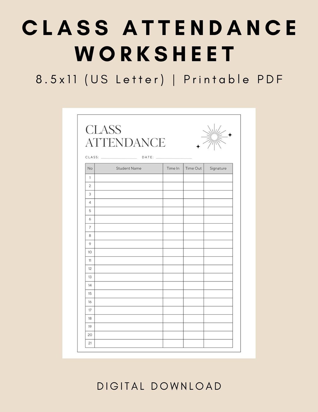 Class Attendance School Kids Printable Goal List Setting Tracker Action ...