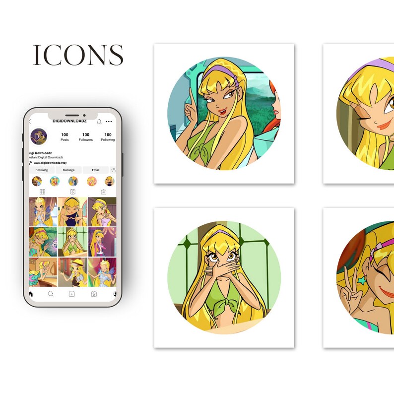 30 Icons Winx Stella Pt 2 Profile Picture PFP Digital Download Bundle ...