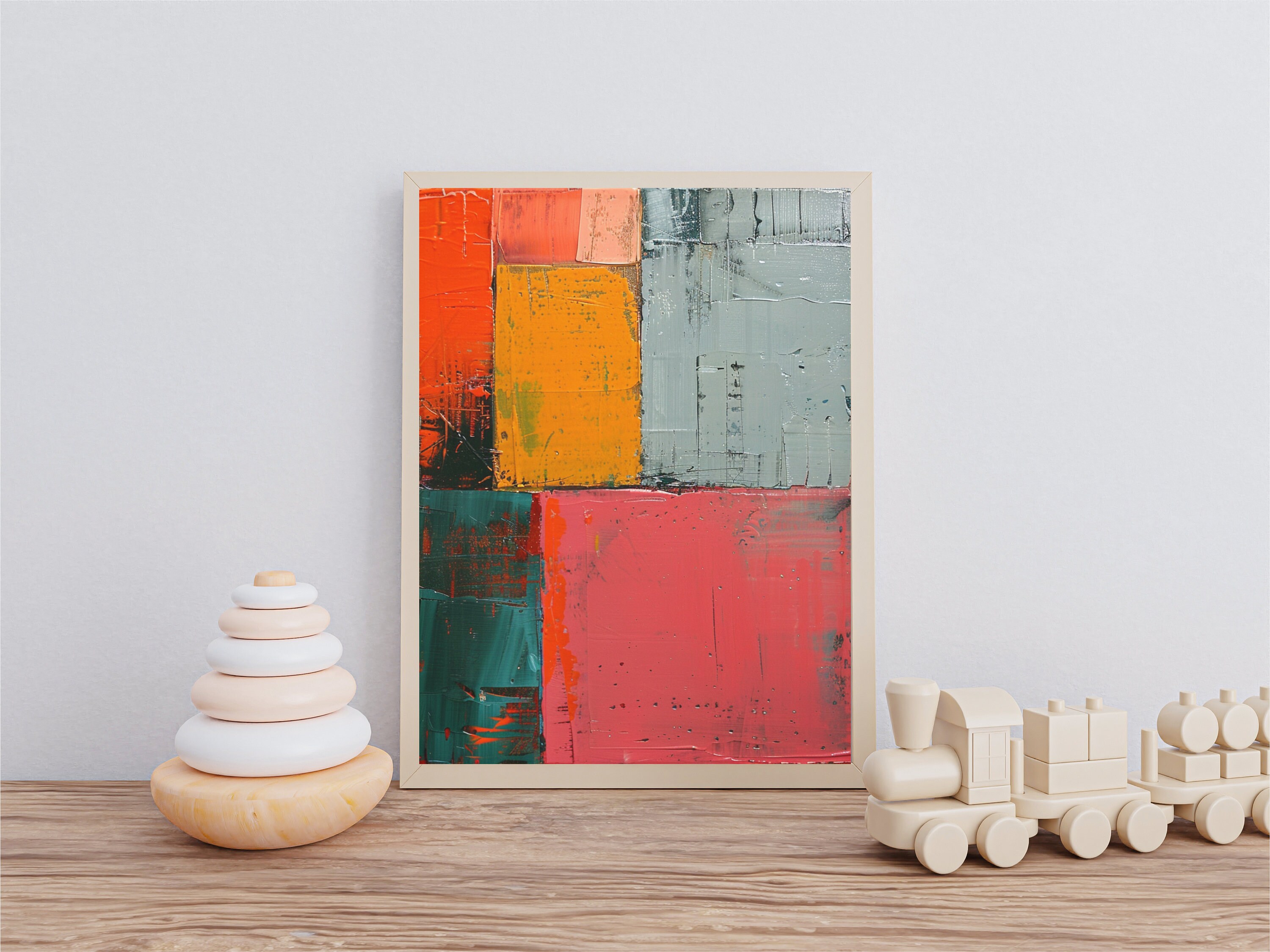 Abstract Color Patch Poster Blended Borders Modern Home Office Decor ...