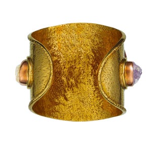 Handcrafted Gold Cuff Bracelet With Agate, Amethyst, and Citrine ...