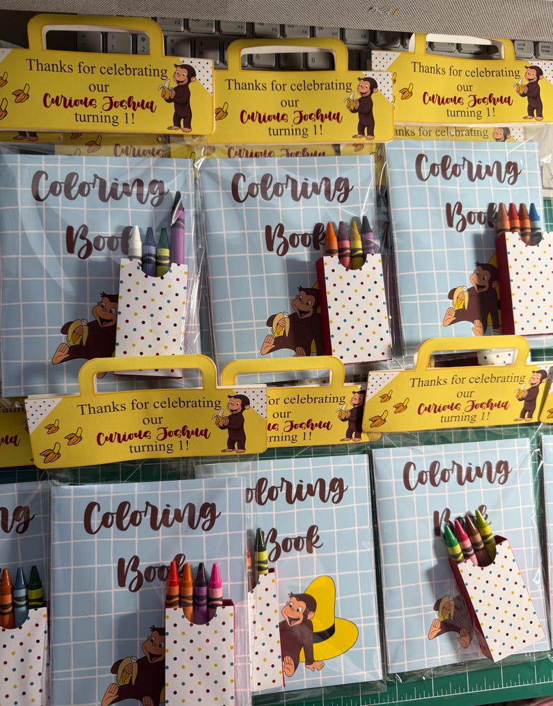Curious George Coloring Book With Crayons – Kids Activity Set - Etsy