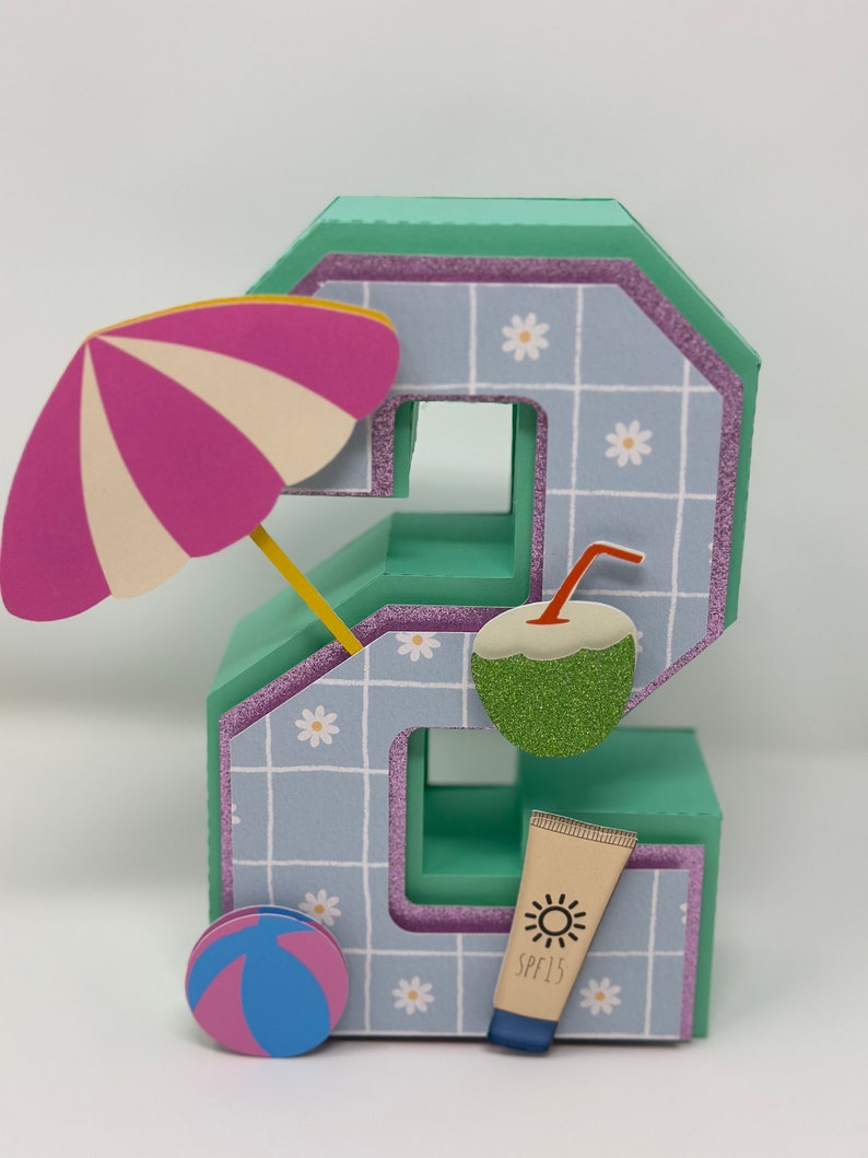 Summer 3D Number Pool Party 3D Number Summer Centerpiece Pool Party ...