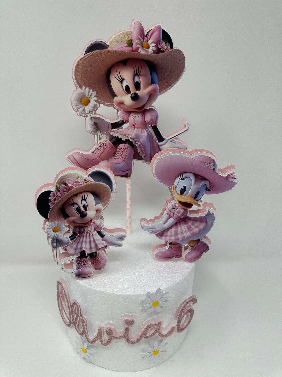 Pink Minnie Mouse Farm Cake Topper: Birthday Party Decor - Etsy