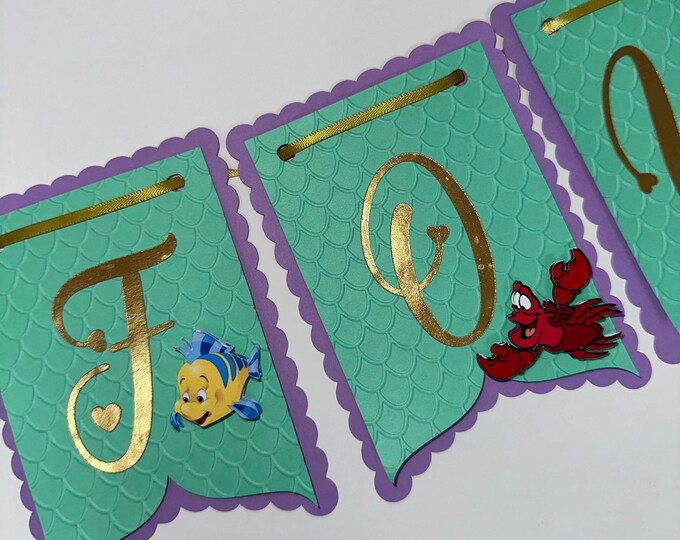 The Little Mermaid Birthday Banner/ Ariel Banner - Etsy Canada