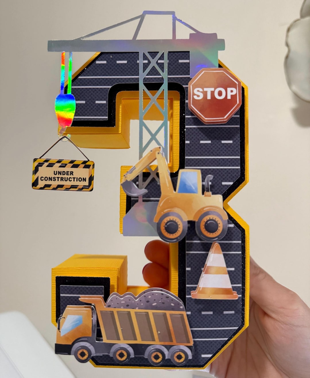 Construction 3D Number Construction Party Decor Construction Truck ...