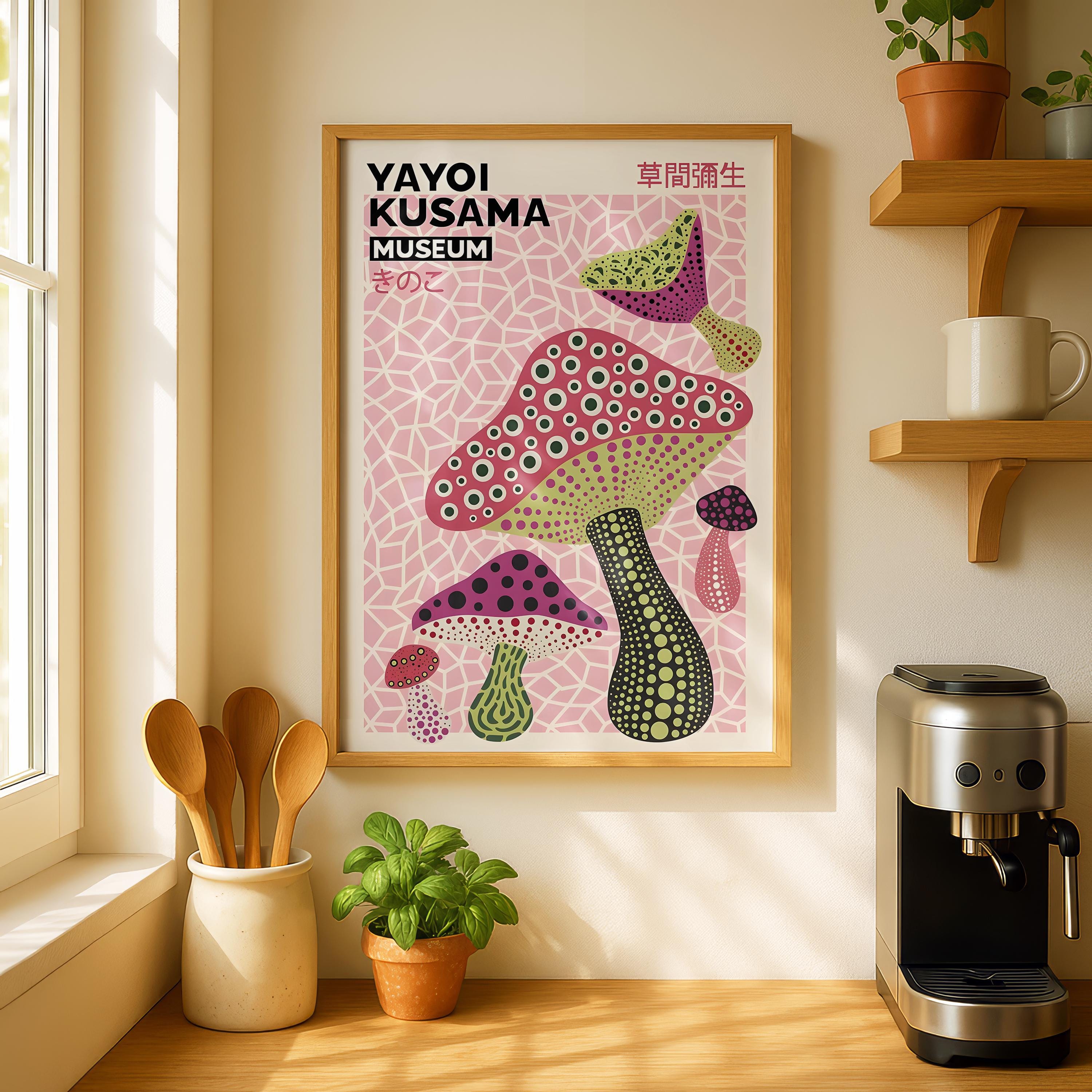 Yayoi Kusama Inspired Mushroom Print, Japanese Pop Art (digital ...