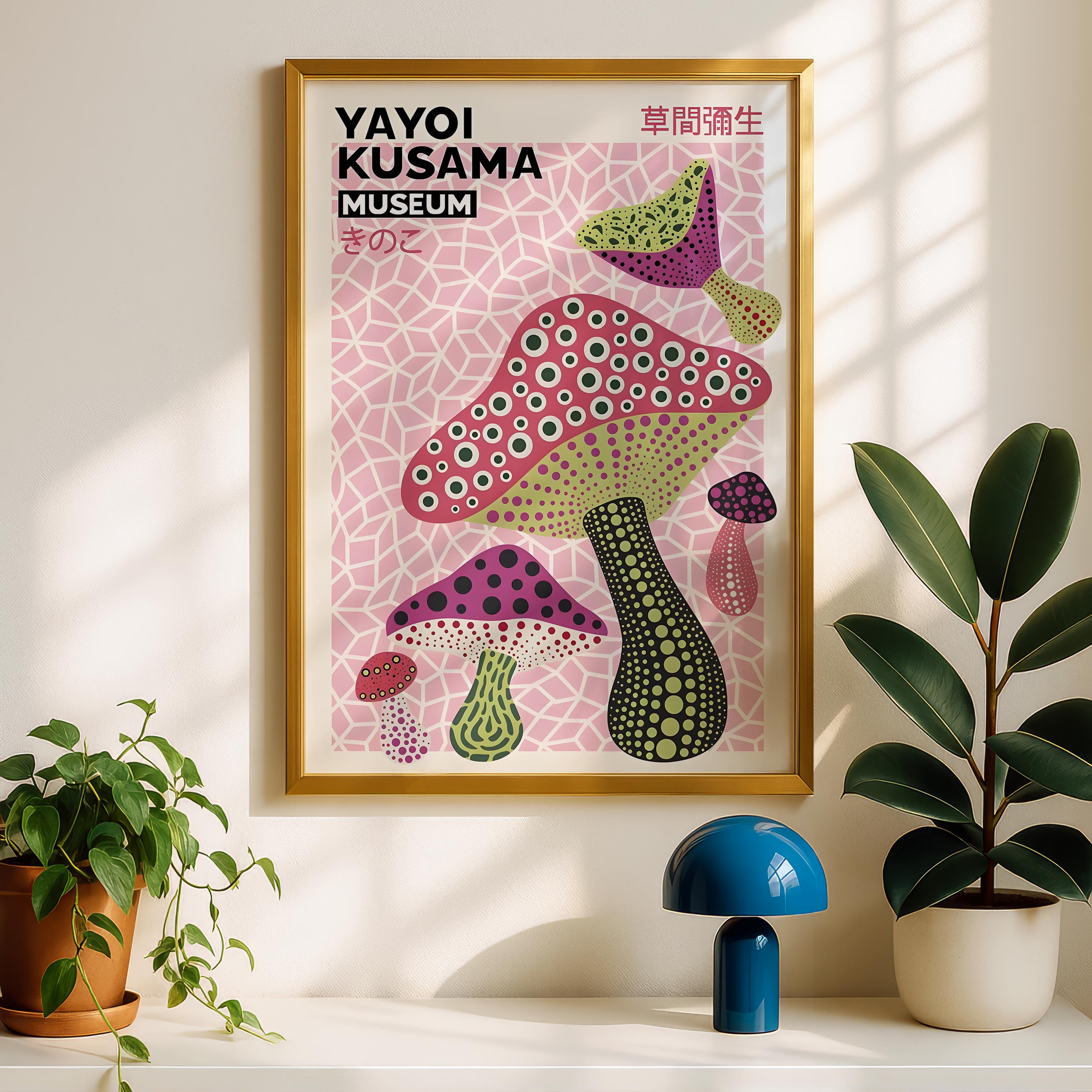 Yayoi Kusama Inspired Mushroom Print, Japanese Pop Art (digital ...