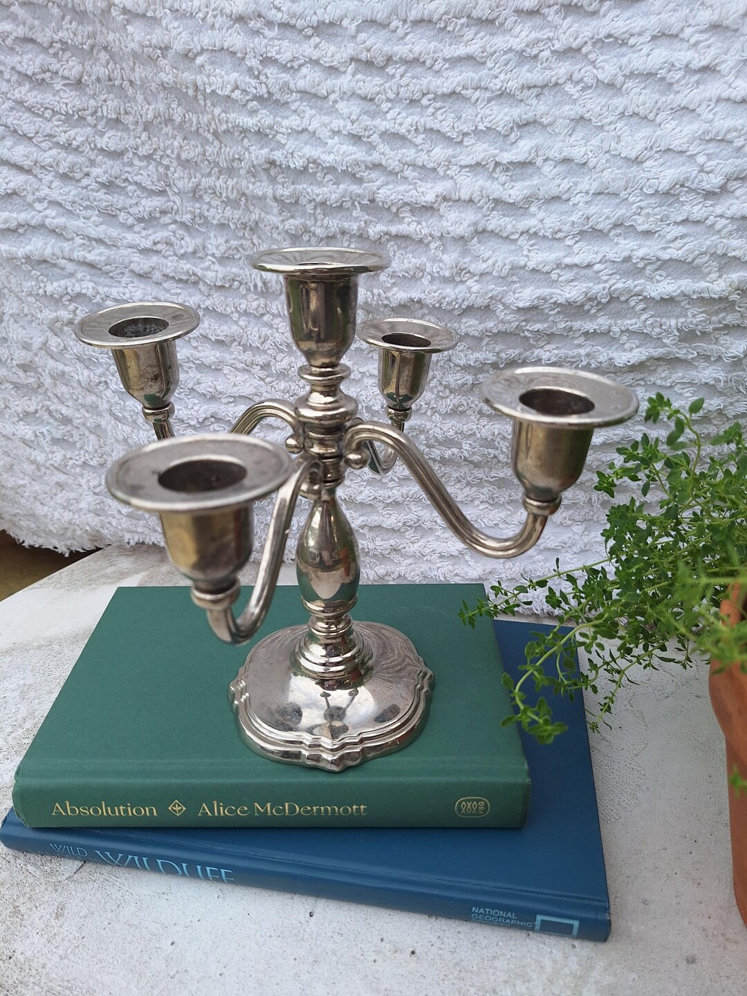 Versatile 5 Arm Candelabra - Silver Plate Taper Candle Holder Victorian ...