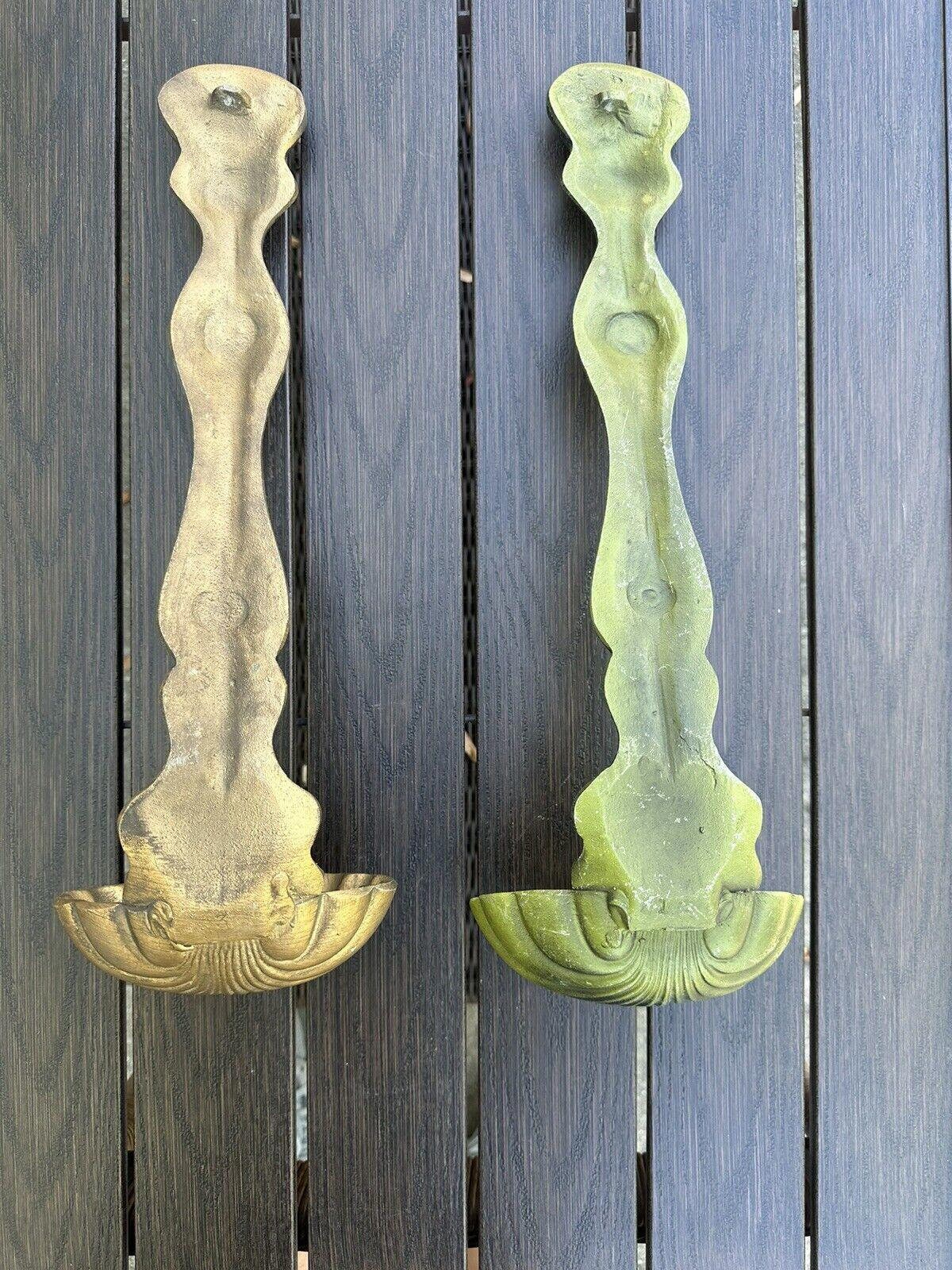 Vintage 70's Cast Metal Green and Gold Ornate Wall Spoon Ladles Decor ...