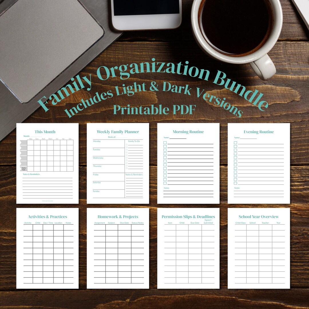 Family Organization Bundle Printable | Weekly/monthly Planner, Kids ...