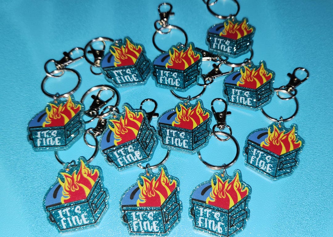 Dumpster Fire Acrylic Keychains - Etsy