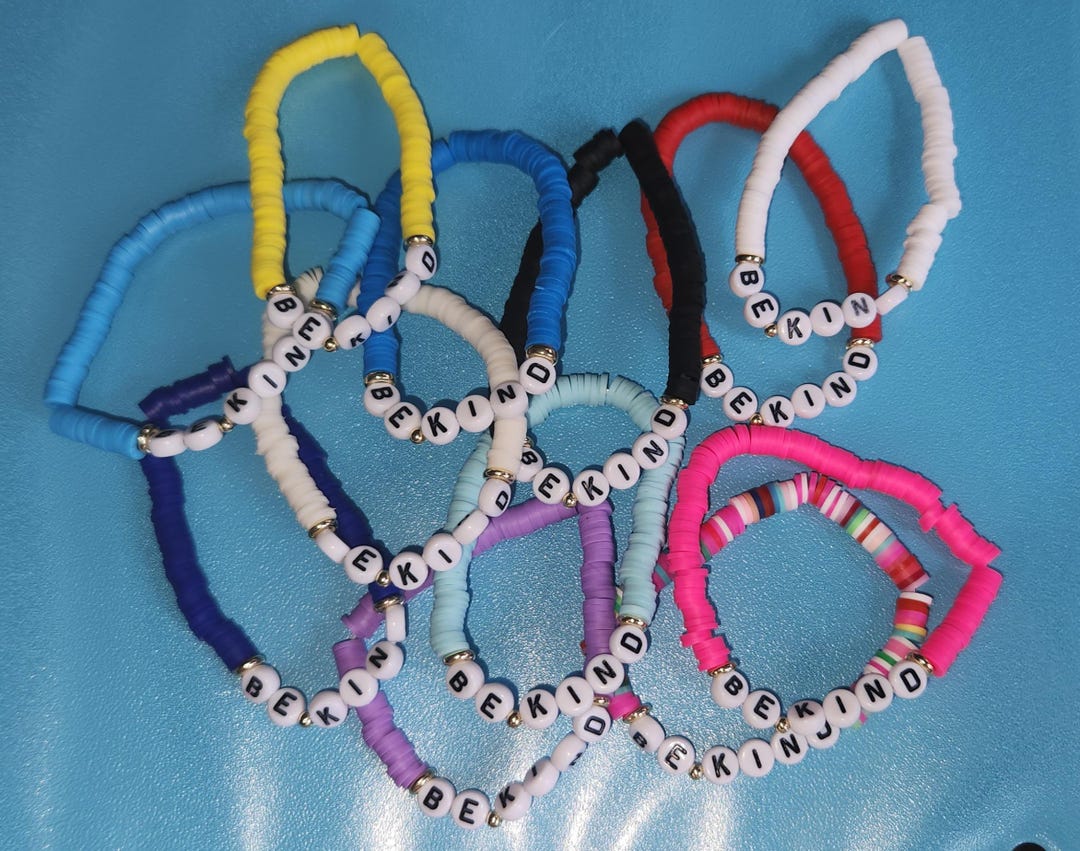 Clay Slice "be Kind" Elastic Bracelets - Etsy