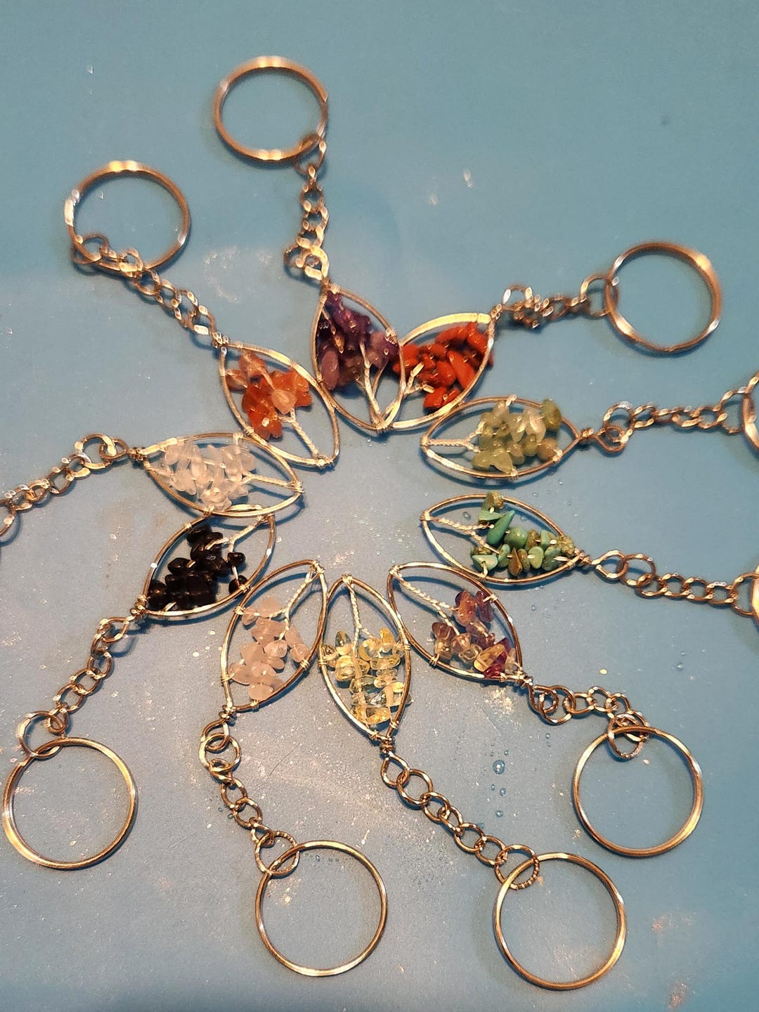 Tree of Life Gemstone Keychains - Etsy