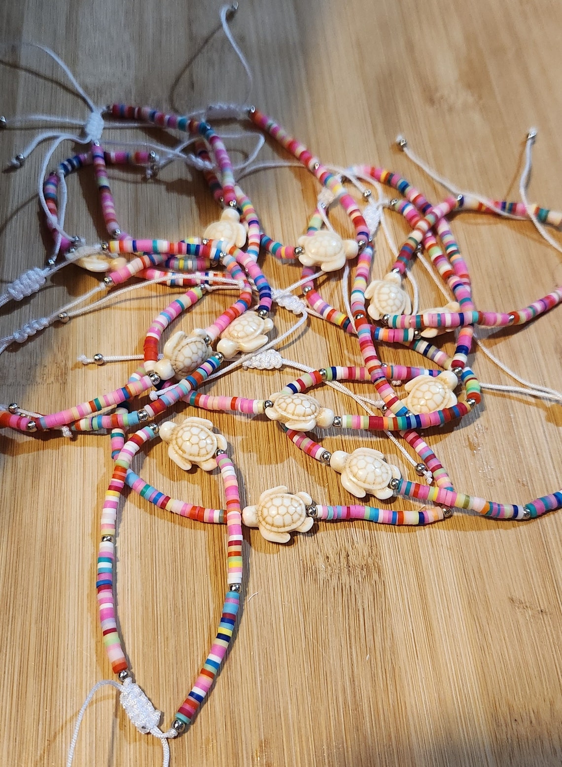 Adjustable Cord and Disc Beaded Howlite Turtle Wish Bracelets - Etsy