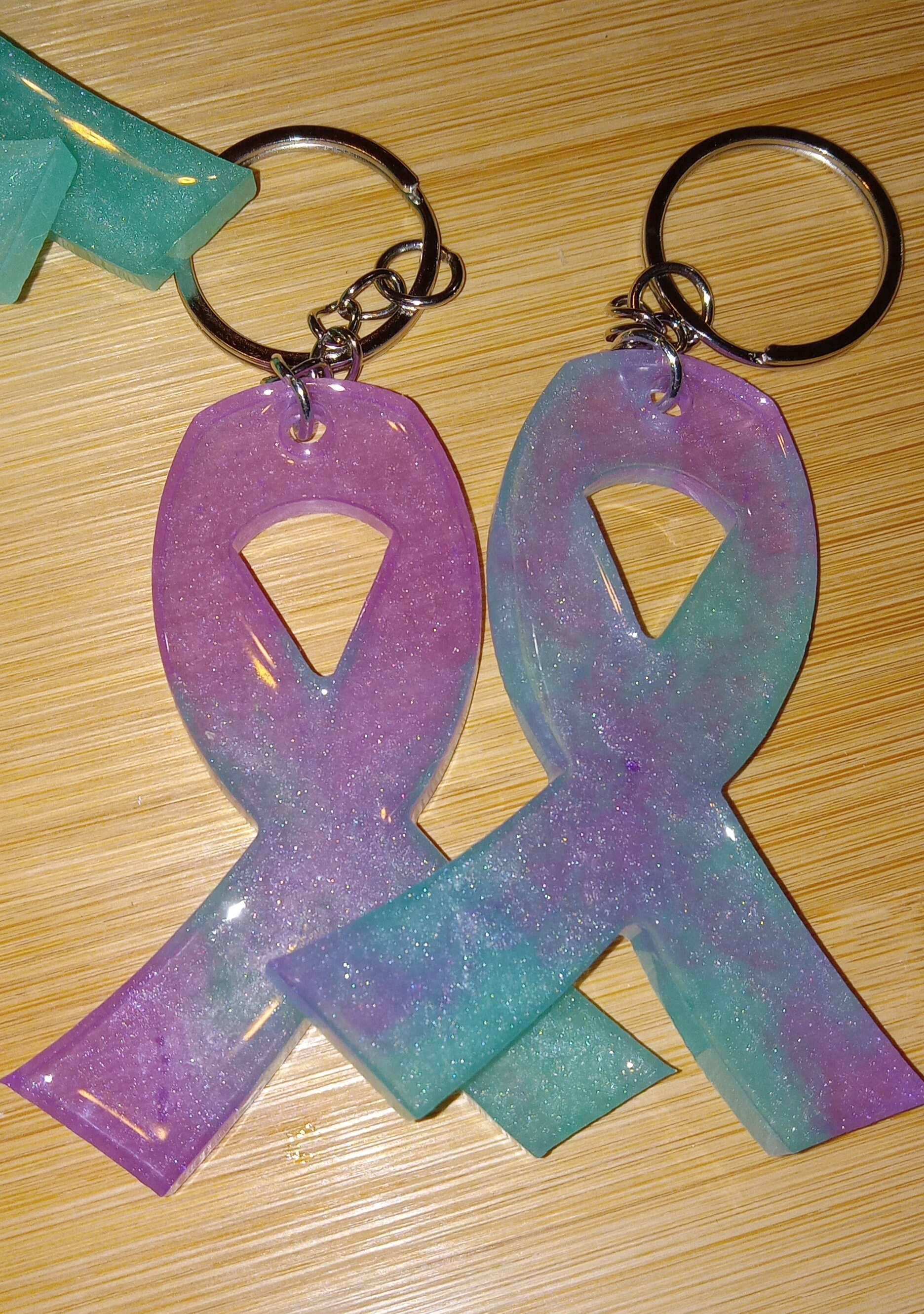 Pcos/ovarian Cancer/sexual Assault Awarness Ribbon Keychains - Etsy