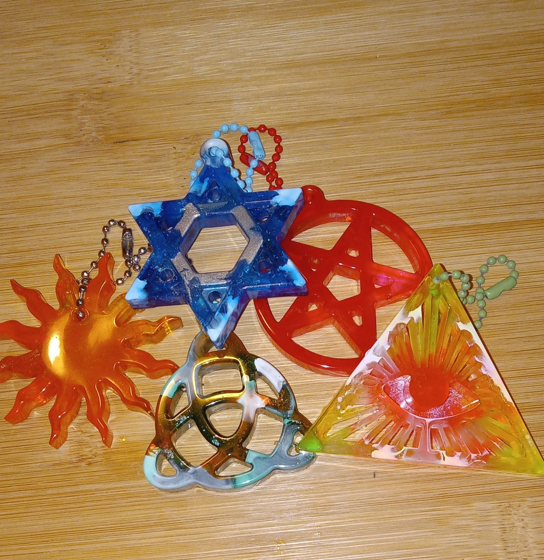 Neon Resin Geometric Keychains - Etsy