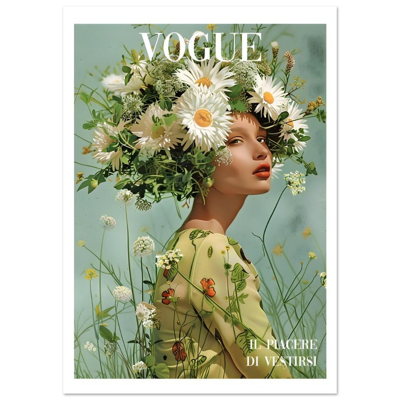 Vintage Vogue Poster High Fashion Magazine Spring Cover Italian Modern ...