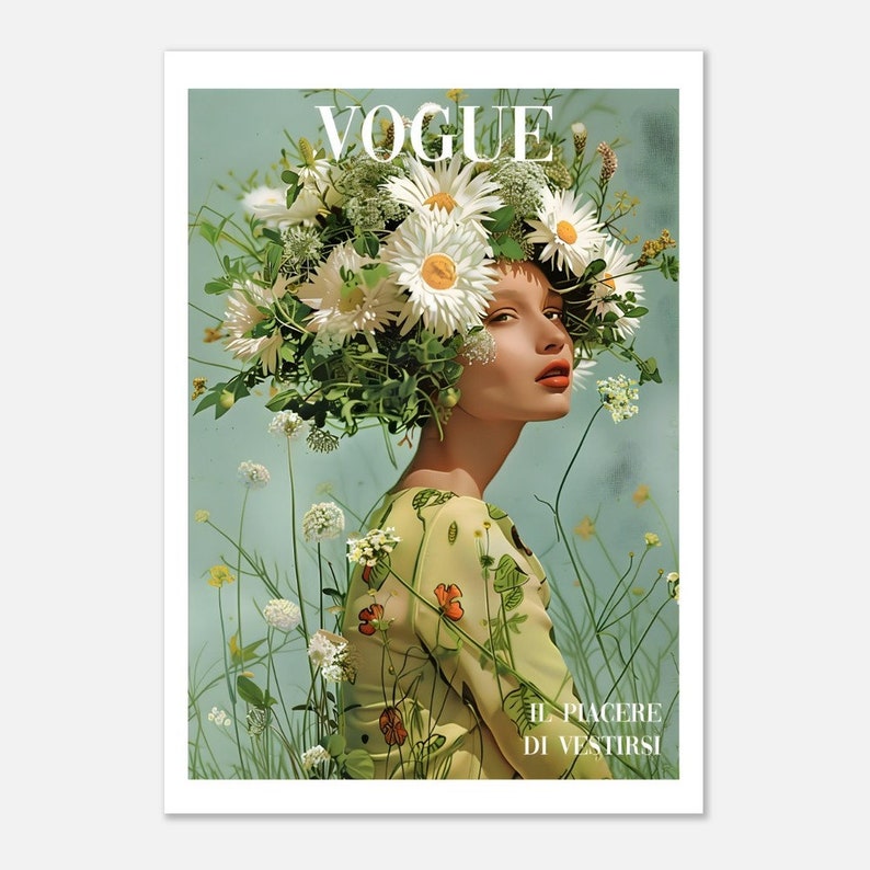 Vintage Vogue Poster High Fashion Magazine Spring Cover Italian Modern ...