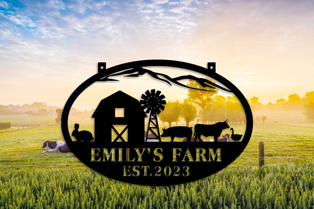 Personalized Outdoor Metal Farm Sign Custom Nameplate, Farmhouse Decor ...