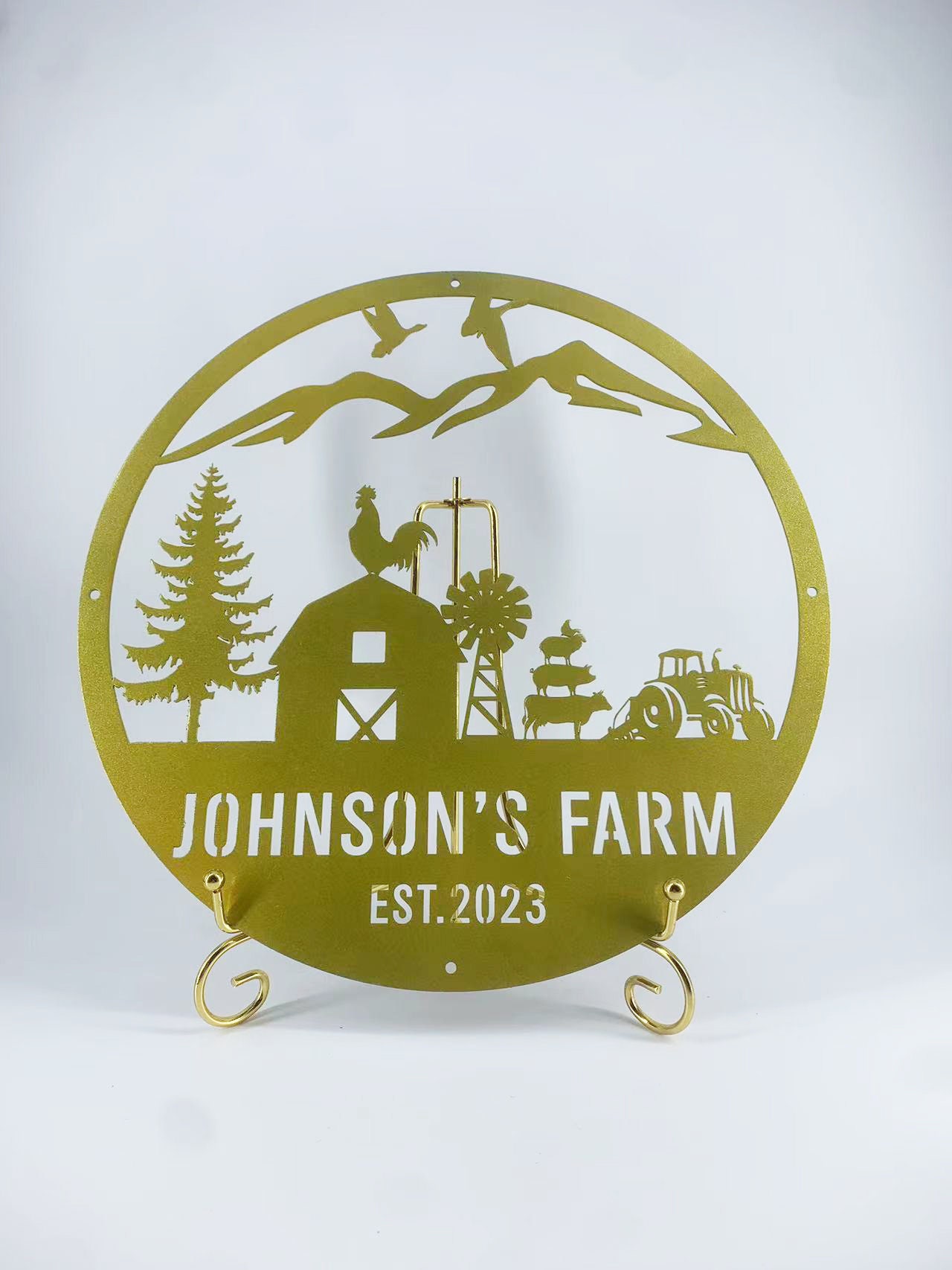 Custom Metal Farmyard Sign Stake Personalized Surname Family Plaque ...