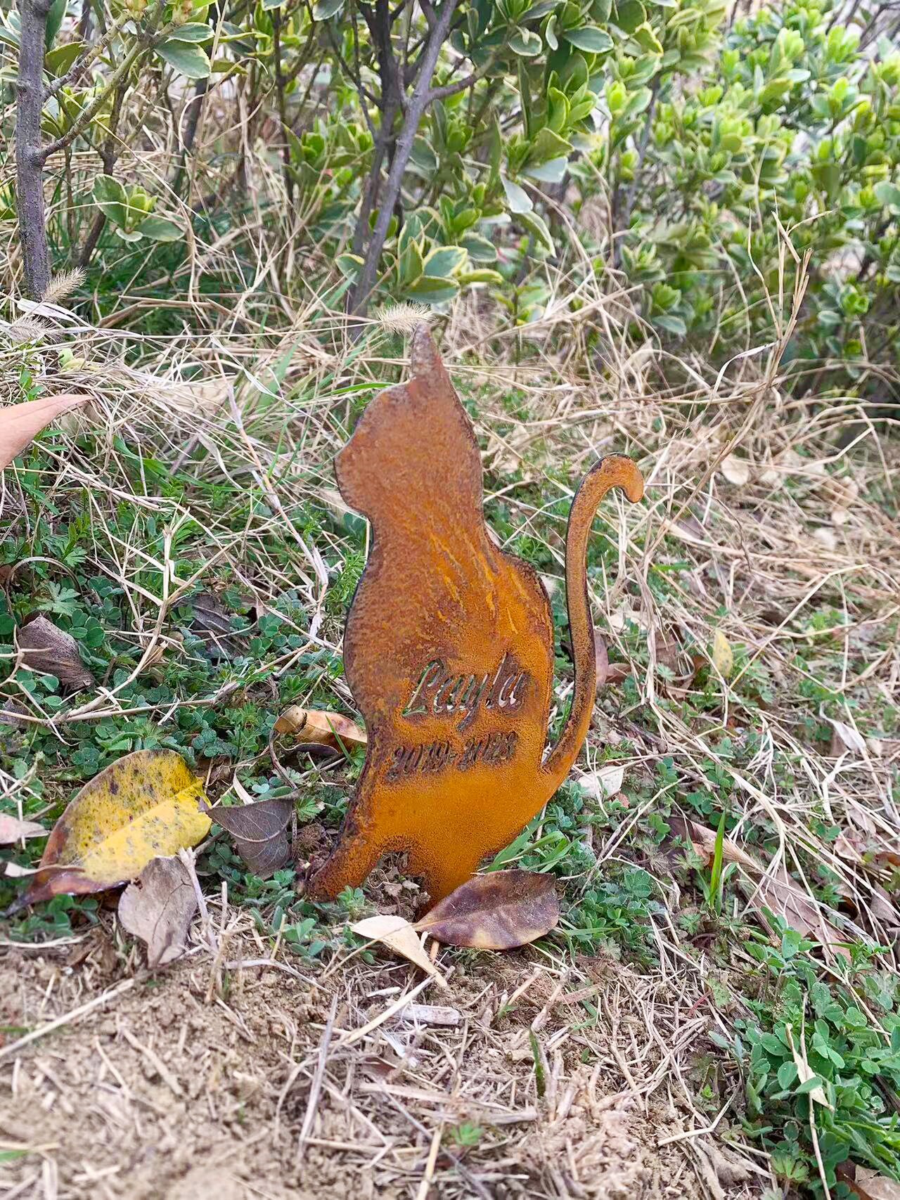 Vintage Rustic Cat Garden Stake Personalized Rusty Metal Cat Sculpture ...