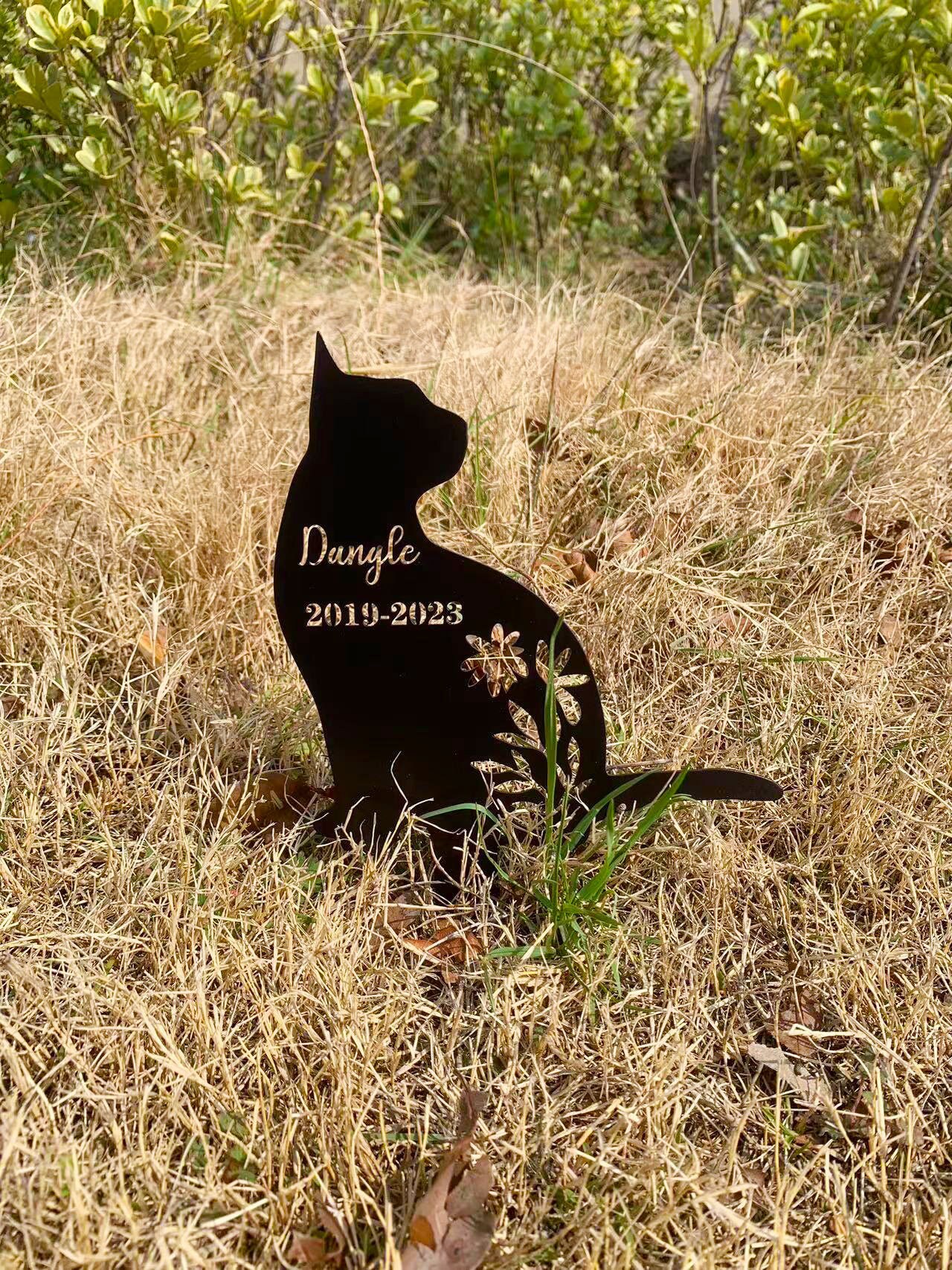 Engraved Cat Memorial Garden Stake, Custom Metal Feline Tribute ...