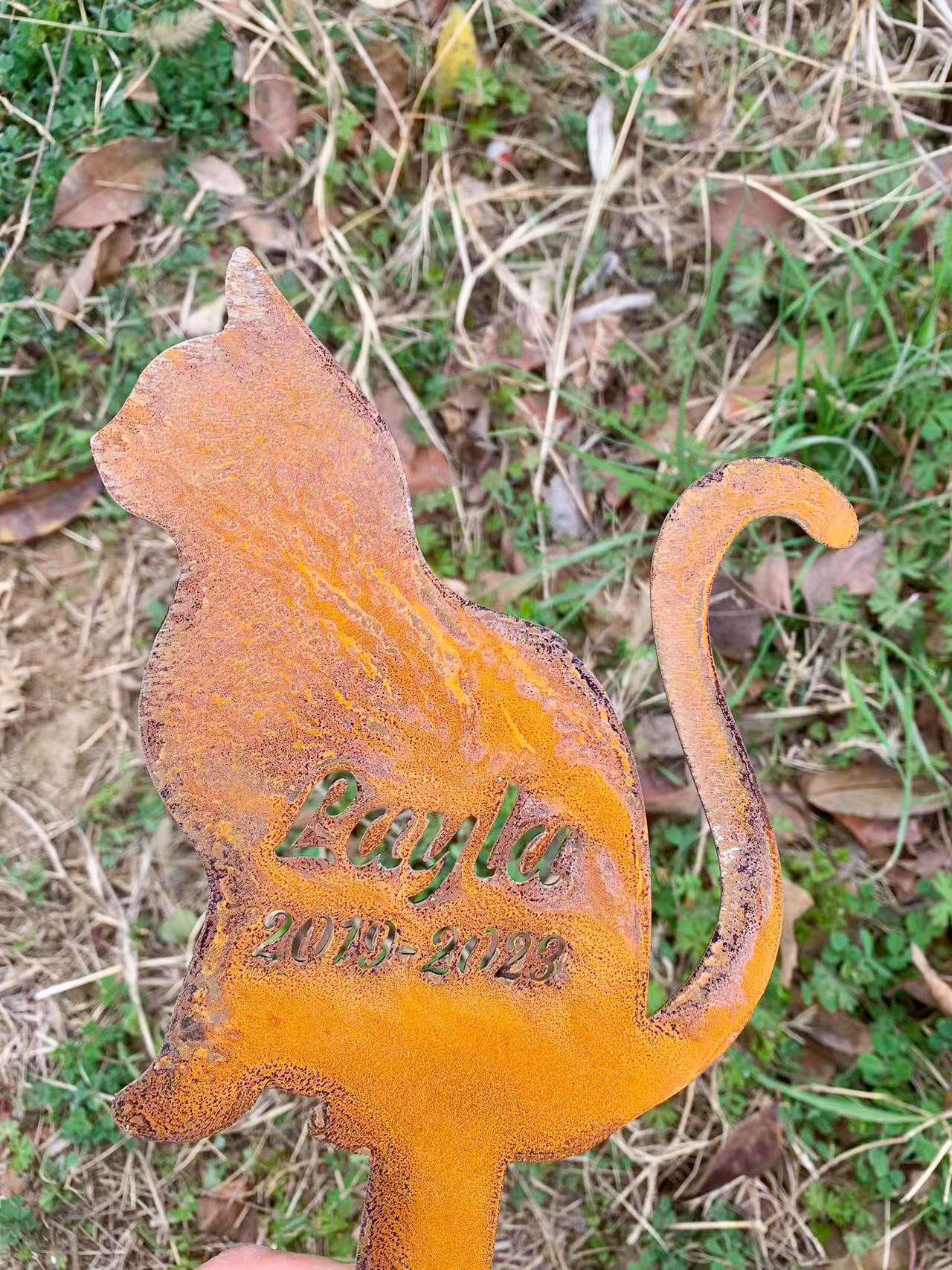 Vintage Rustic Cat Garden Stake Personalized Rusty Metal Cat Sculpture ...