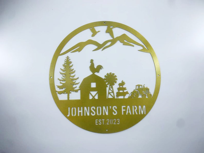 Custom Metal Farmyard Sign Stake Personalized Surname Family Plaque ...
