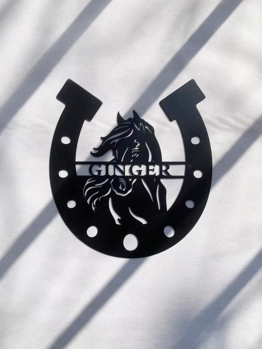 Rustic Horseshoe Metal Wall Art, Custom Horse Head Sign, Equestrian ...