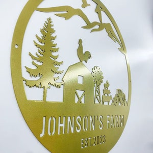 Custom Metal Farmyard Sign Stake Personalized Surname Family Plaque ...