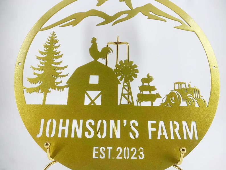 Custom Metal Farmyard Sign Stake Personalized Surname Family Plaque ...